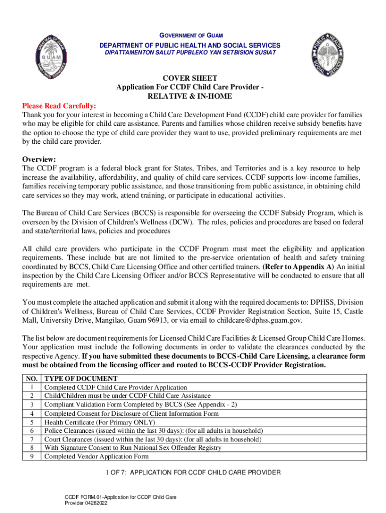 Fillable Online guamchildcare.com sites defaultCOVER SHEET Application ...