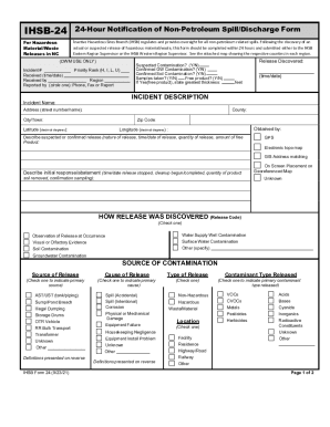 Fillable Online IHSB-24 24-Hour Notification of Non-Petroleum Spill ...