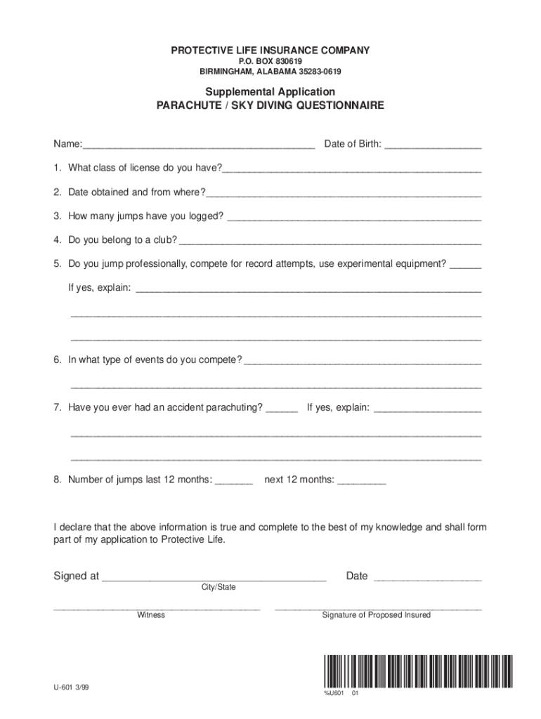 Fillable Online www.goforforms.com FORMS PROTSupplemental Application ...