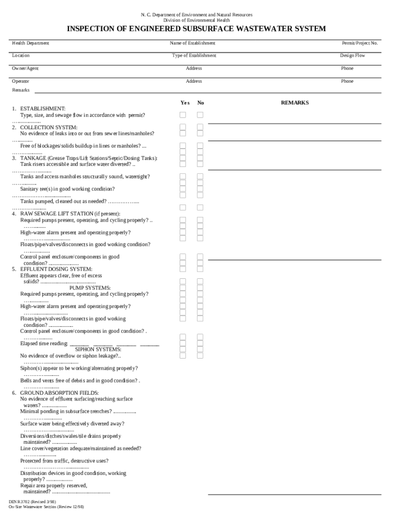 INSPECTION OF ENGINEERED SUBSURFACE WASTEWATER SYSTEM Doc Template ...