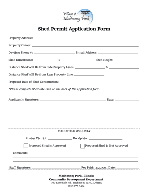 Fillable Online Shed Permit Application Form Fax Email Print - pdfFiller