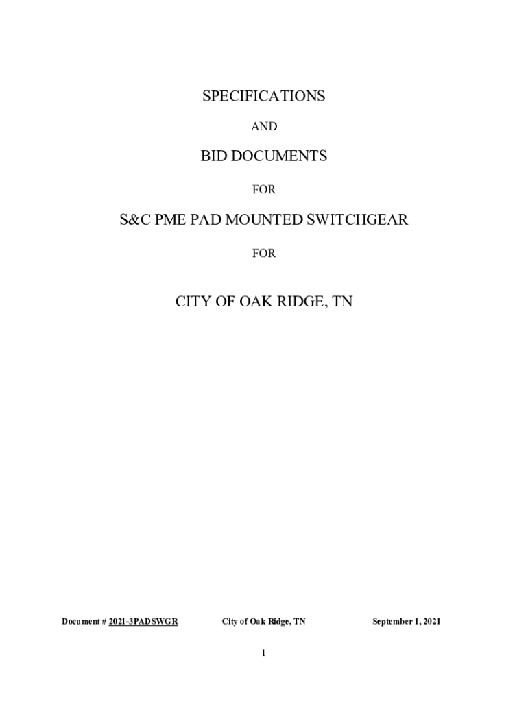 Fillable Online SPECIFICATIONS BID DOCUMENTS S&C PME PAD MOUNTED ... Fax Email Print - pdfFiller