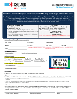 Fillable Online Gas/Transit Card Application - chicago.govChicago Moves ...