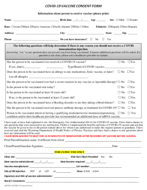 Fillable Online COVID-19 VACCINE CONSENT FORM Fax Email Print - pdfFiller