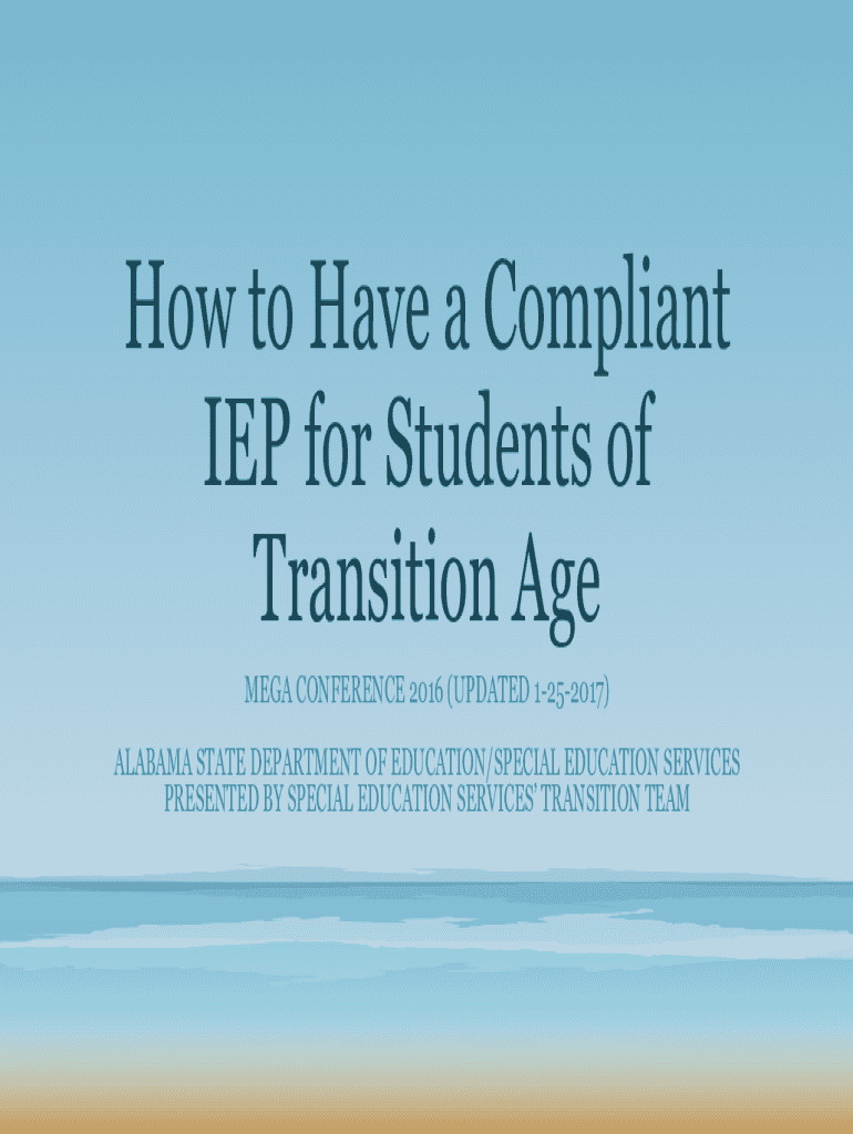 Fillable Online How to Have a Compliant IEP for Students of Transition ...
