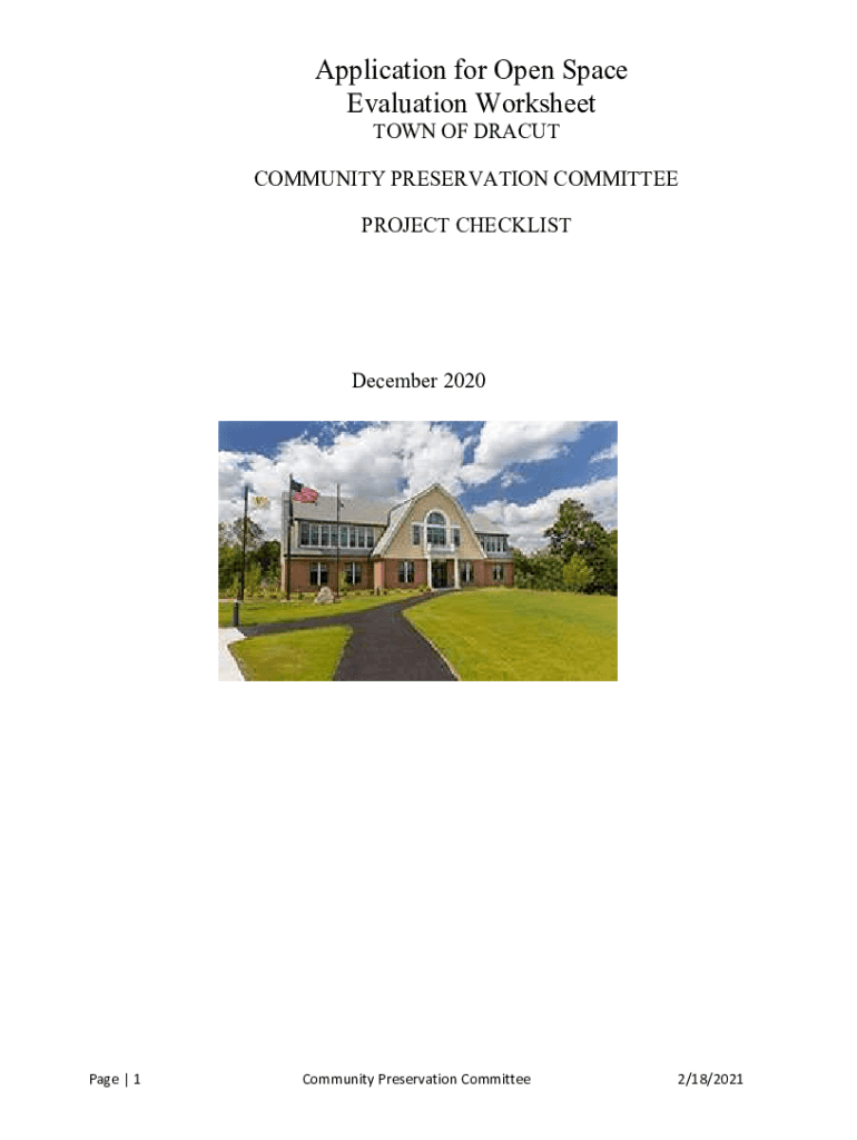 Fillable Online Application for Open Space Evaluation Worksheet Fax ...