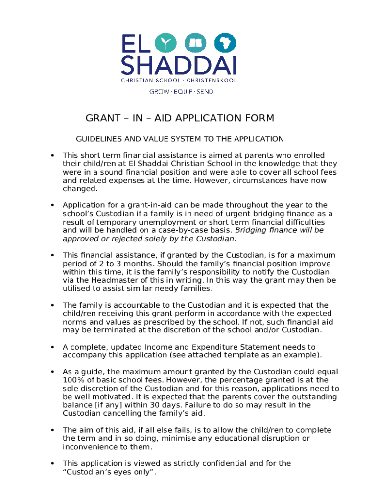 GRANT IN AID APPLICATION - d284f45nftegze.cloudfront.net Doc Template ...