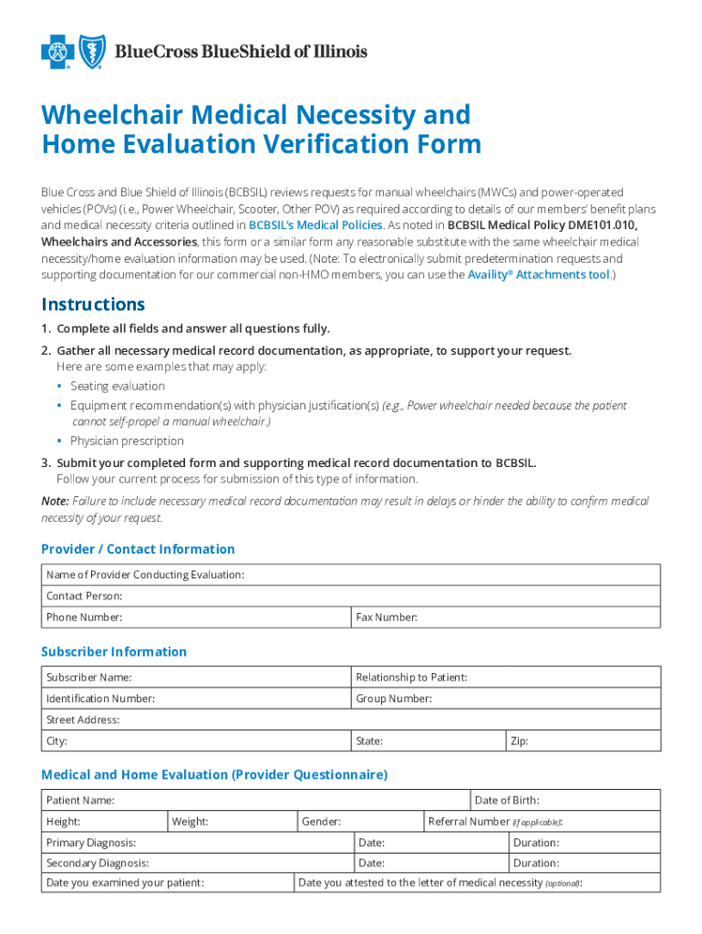 Fillable Online www.bcbsil.comwheelchair-nec-home-eval-formWheelchair ...