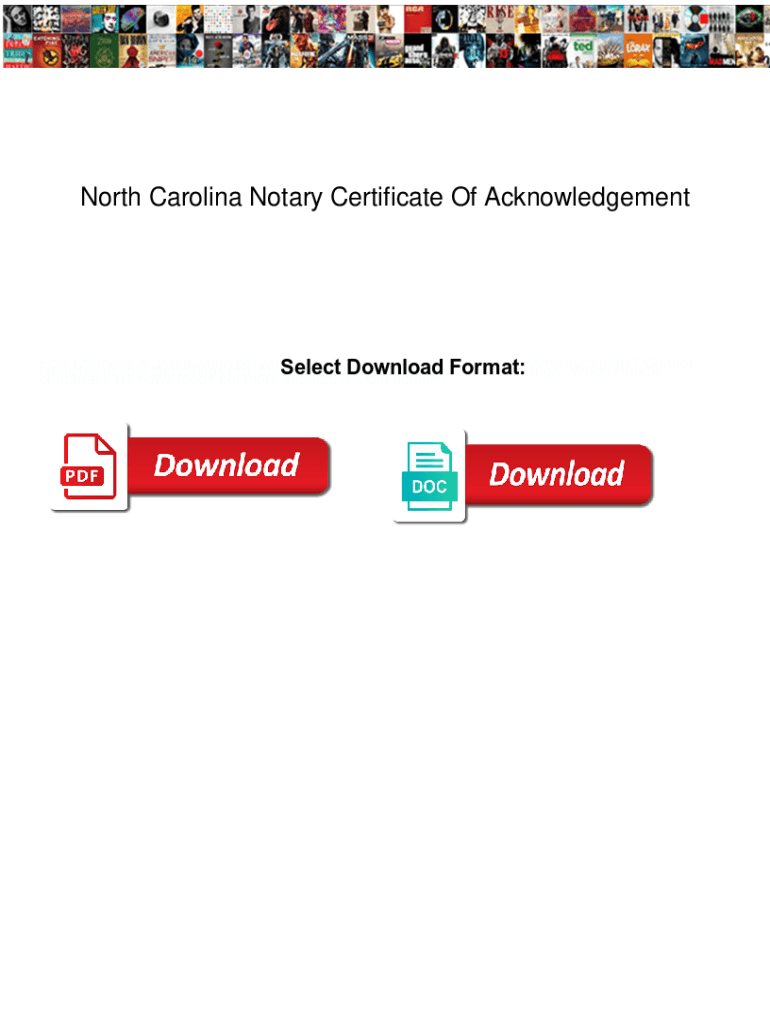 Fillable Online North Carolina Notary Certificate Of Acknowledgement ...