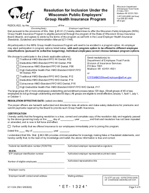 Fillable Online etf wi Resolution for Inclusion Under the Wisconsin ...