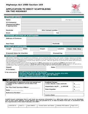 Scaffolding licence application Doc Template | pdfFiller
