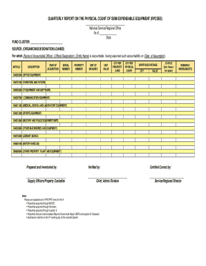 Fillable Online Report on Physical Count of Semi Expandable Equipment ...