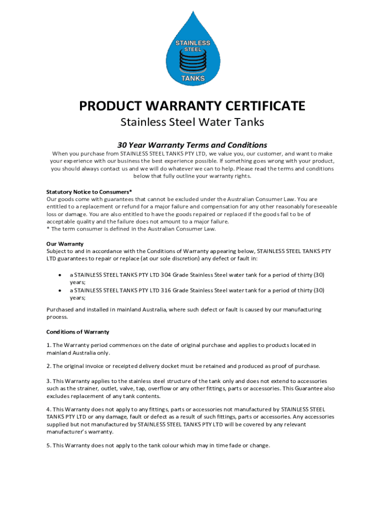Fillable Online www.stainlesssteeltanks.com.auwp-contentPRODUCT ...