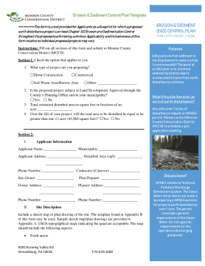 Fillable Online Template for Sediment and Erosion Control Plan General ...