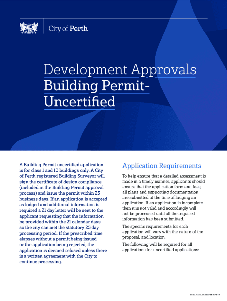 Fillable Online Guide to lodging an uncertified building permit ...