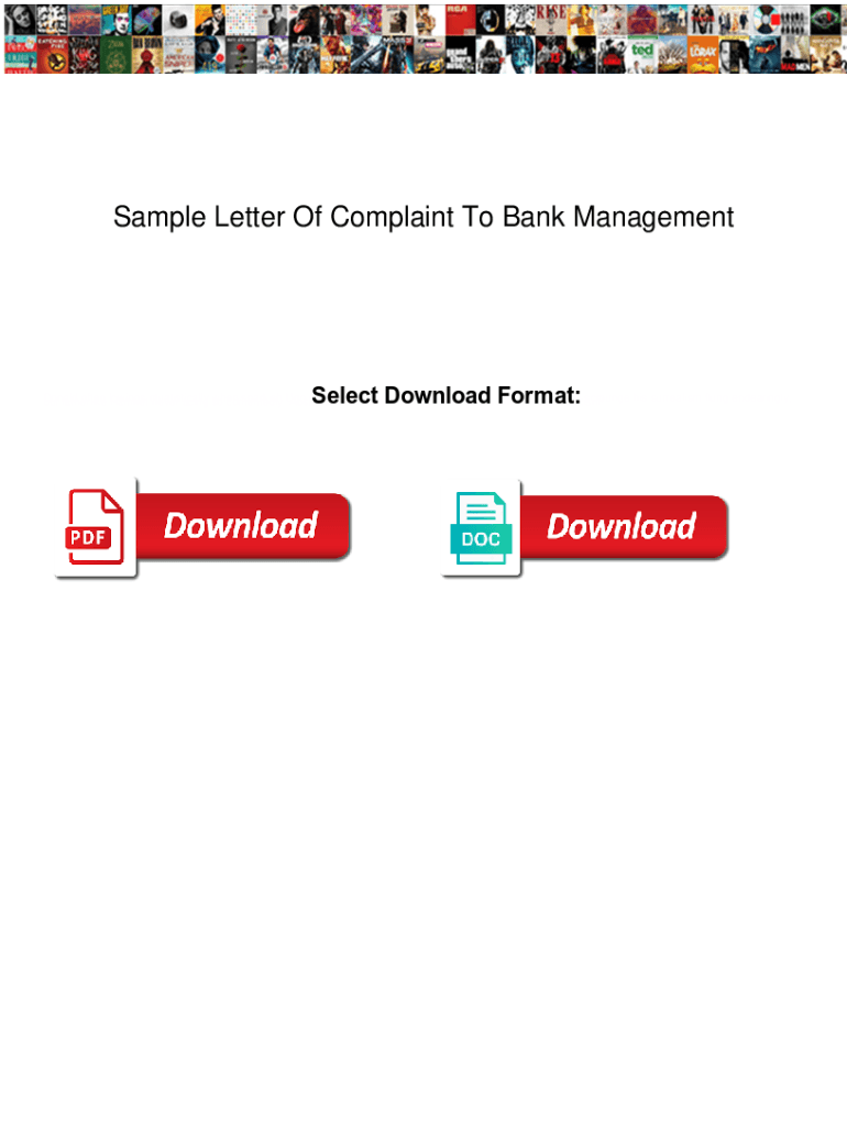 Fillable Online Sample Letter Of Complaint To Bank Management. Sample ...