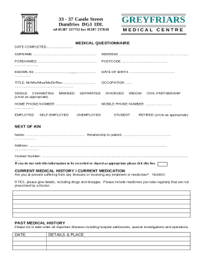 CONTRACTOR MEDICAL S Medical Questionnaire / Examination Doc Template ...