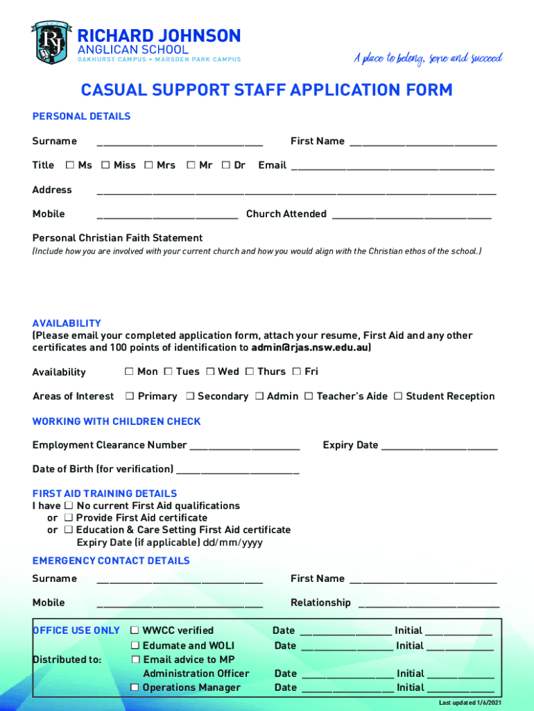Fillable Online Support Staff Application Form (1).docx - SUPPORT STAFF... Fax Email Print ...