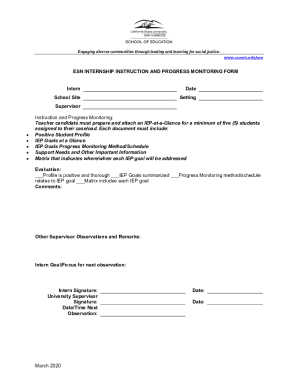 Fillable Online ESN Internship Instruction and Progress Monitoring Form Fax Email Print - pdfFiller