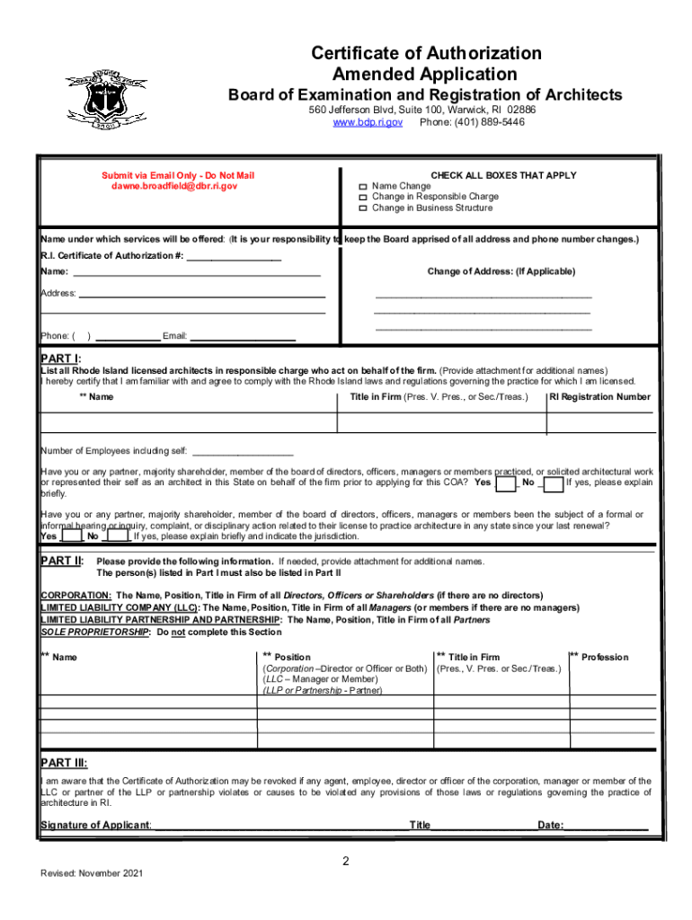 Fillable Online Certificate of Authorization For Office Use only: Check ...