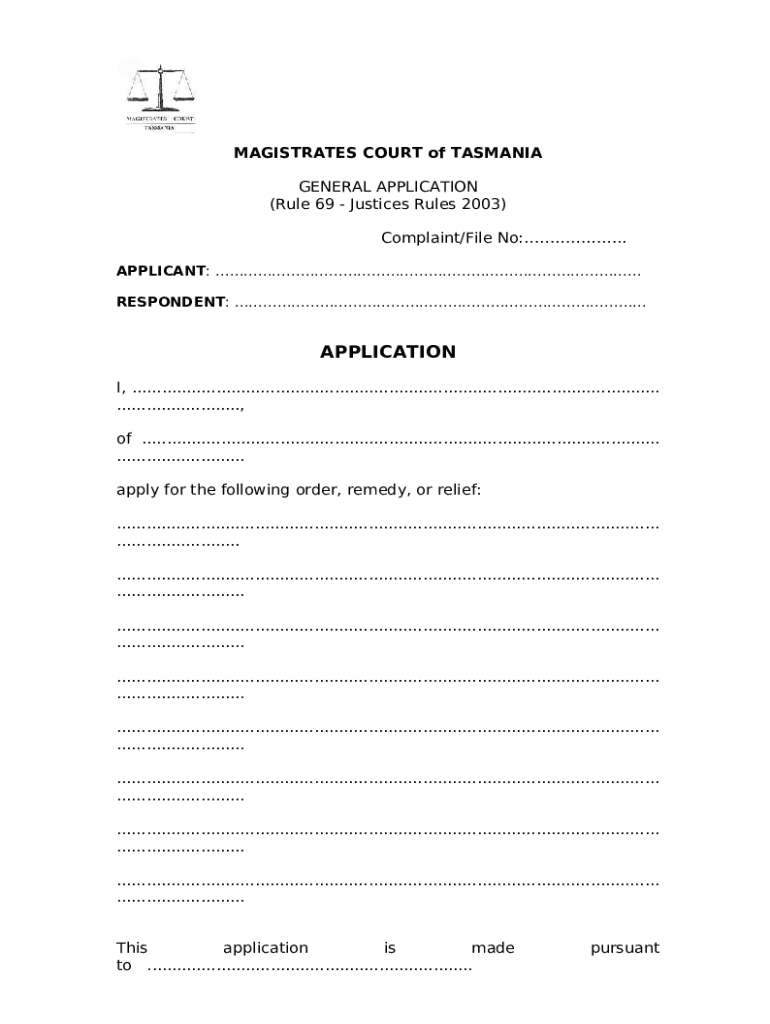 Application General Doc Template | pdfFiller