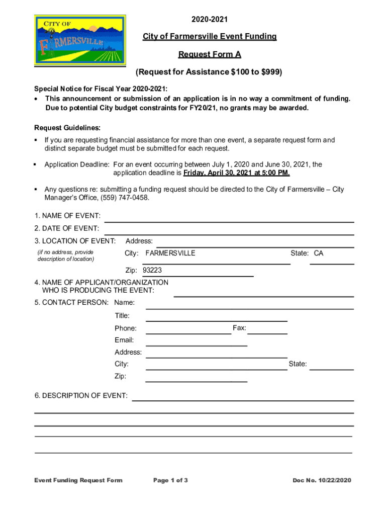 Fillable Online www.cityoffarmersville-ca.govDocumentCenterCity of ...