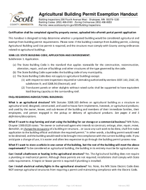 Fillable Online Agricultural Building Permit Exemption Handout Fax ...