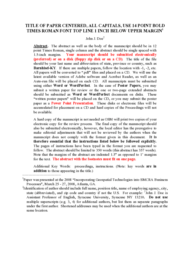 Fillable Online Title of the Paper 14Pt Times New Roman, Bold, Centered ...