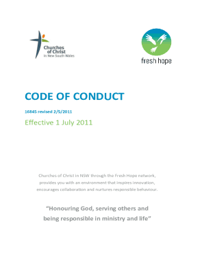 Fillable Online Church Code Of Conduct - Find Church Code Of Conduct ...