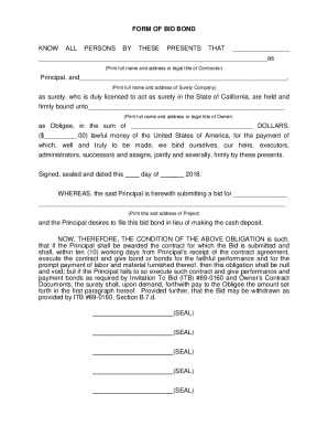 Fillable Online sites uchastings FORM OF BID BOND Fax Email Print ...