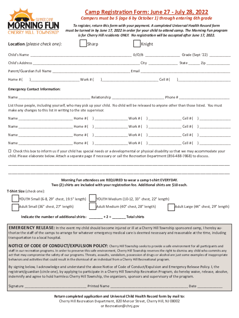 Fillable Online form.jotform.com2208665004960552022 Summer Camp ...