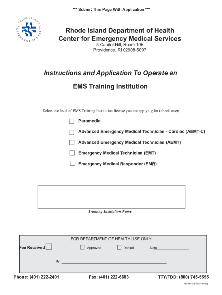 Fillable Online health ri Rhode Island Department of Health Center for ...