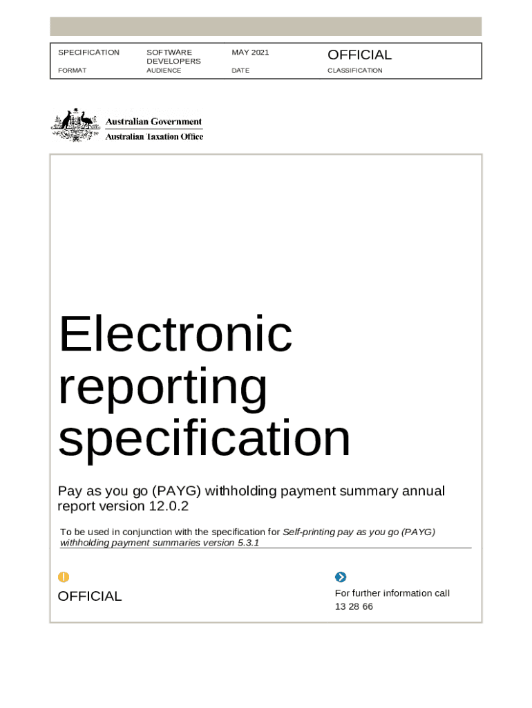 Draft Pay as you go (PAYG) withholding payment summary annual report ...