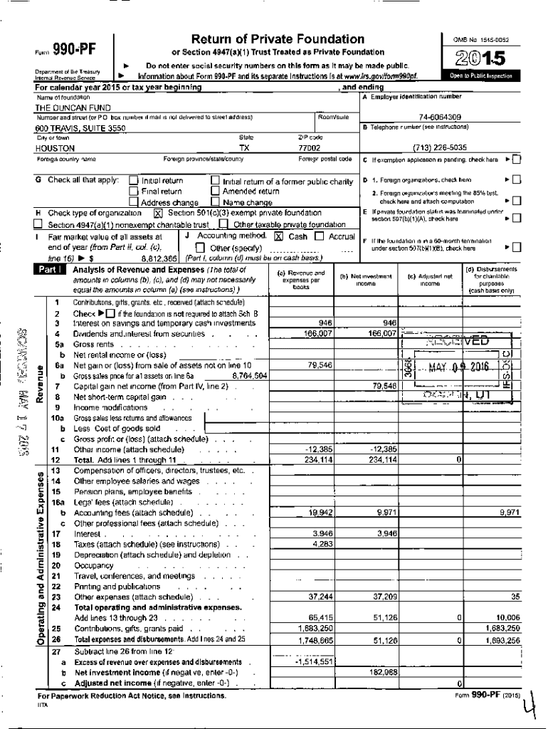 Fillable Online Fillable Online 990 PF Form Department of the Treasury ...