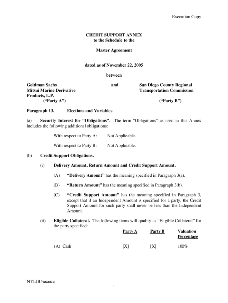 Fillable Online www.sec.govArchivesedgarCredit Support Annex to the ...