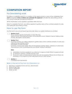 Fillable Online Completion Report for Dewatering work 100621Guidance ...