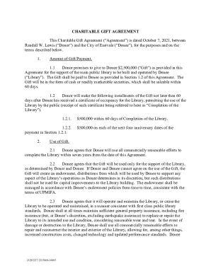 Fillable Online Gift Agreements for MGOsPhilanthropy Works50+ SAMPLE ...