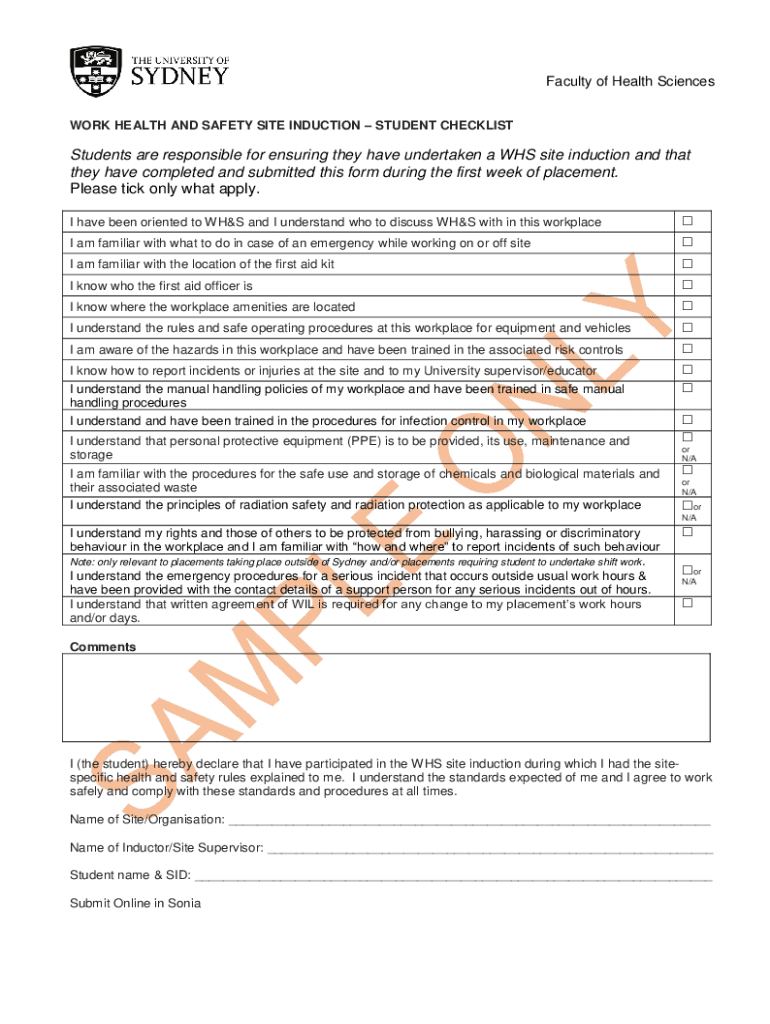 Fillable Online Sample WHS checklist. Sample WHS checklist Fax Email ...