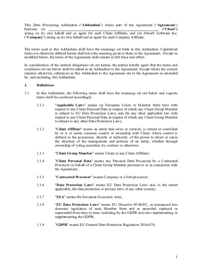 Legaldata Processing Addendumdata Processing Addendum Abstract