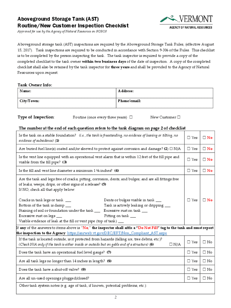 Fillable Online AST Inspections - Pennsylvania DEPAST Inspections ...