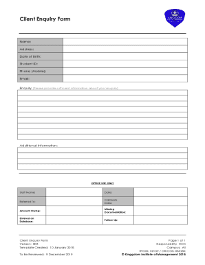 Fillable Online Client Enquiry Form V003.docx Fax Email Print - pdfFiller