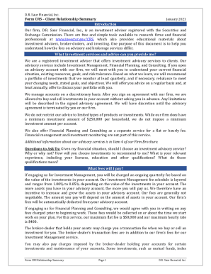 Fillable Online Form CRS Client Relationship Summary Introduction Our ...