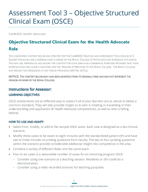 Fillable Online Assessment Tool 3 - Objective Structured Clinical Exam ...