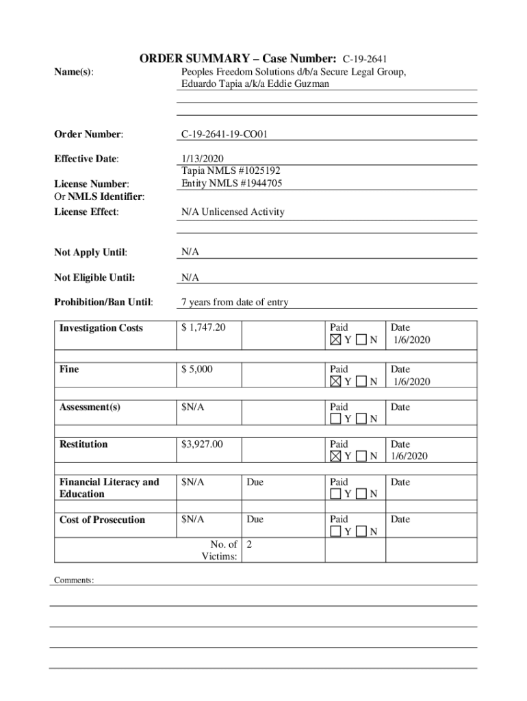 Fillable Online dfi wa Peoples Freedom Solutions dba Secure Legal Group ...