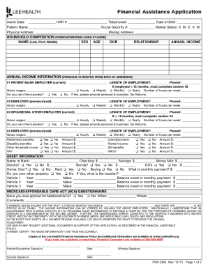 Fillable Online Lee Health - Financial Assistance Application Fax Email ...
