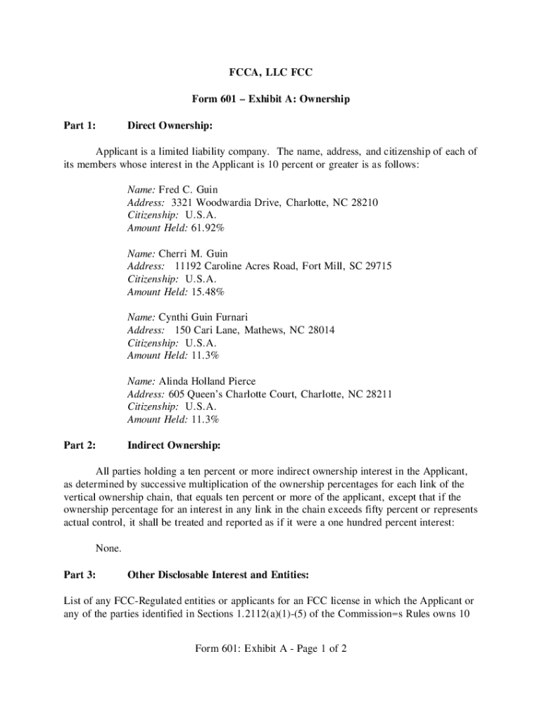 Fillable Online Attachment D INSTRUCTIONS FOR COMPLETING FCC FORM 601 ...