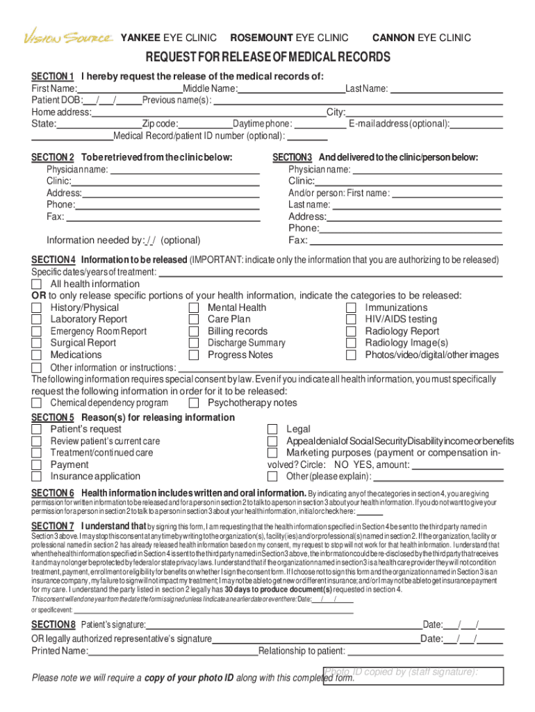 Fillable Online cannoneyeclinic.compatient-formsPatient FormsYankee Eye Clinic Fax Email Print ...