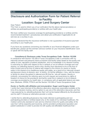 Fillable Online Disclosure and Authorization Form for Patient Referral ...