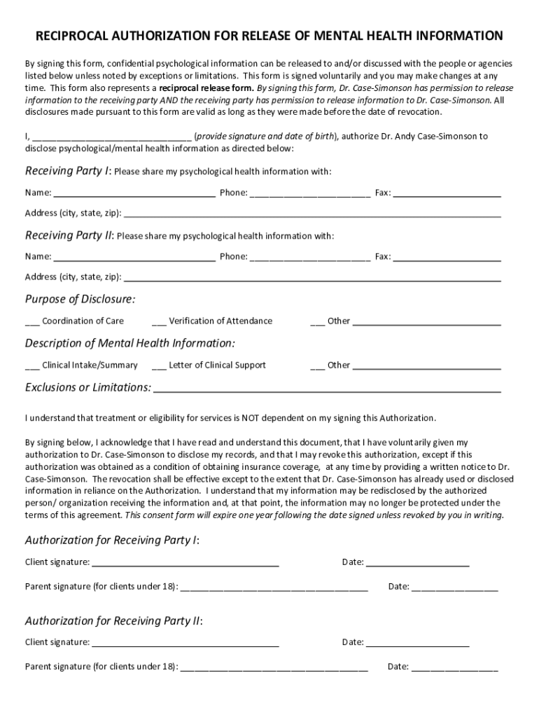 Fillable Online (Sample) Standard Authorization For Disclosure Of ...