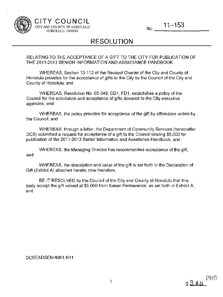 Fillable Online CITY COUNCIL RESOLUTION 11153 Fax Email Print - pdfFiller